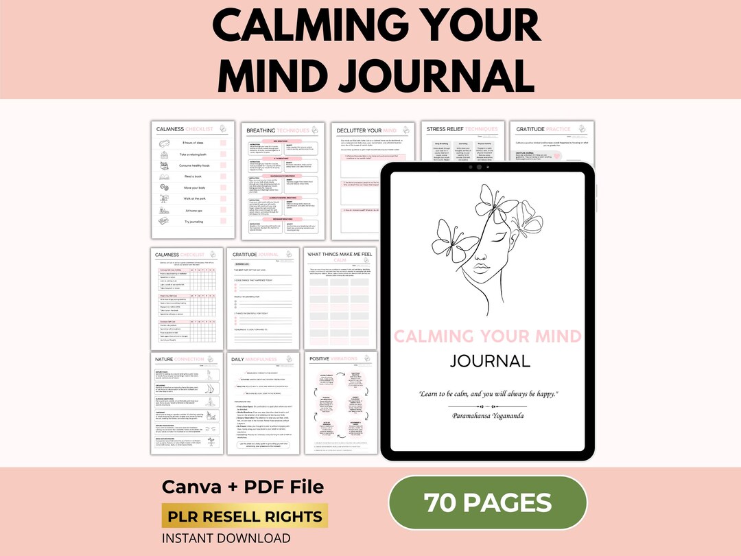 Calming Your Mind Journal, Mindfulness, Anxiety and Stress Relief ...