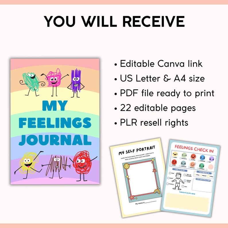 Kids Feelings & Emotions Journal With PLR Resell Rights, Emotional ...