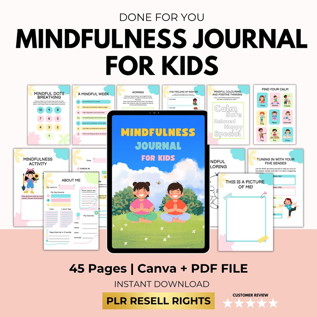 Mindfulness Journal for Kids With PLR Resell Rights, Self Regulation ...