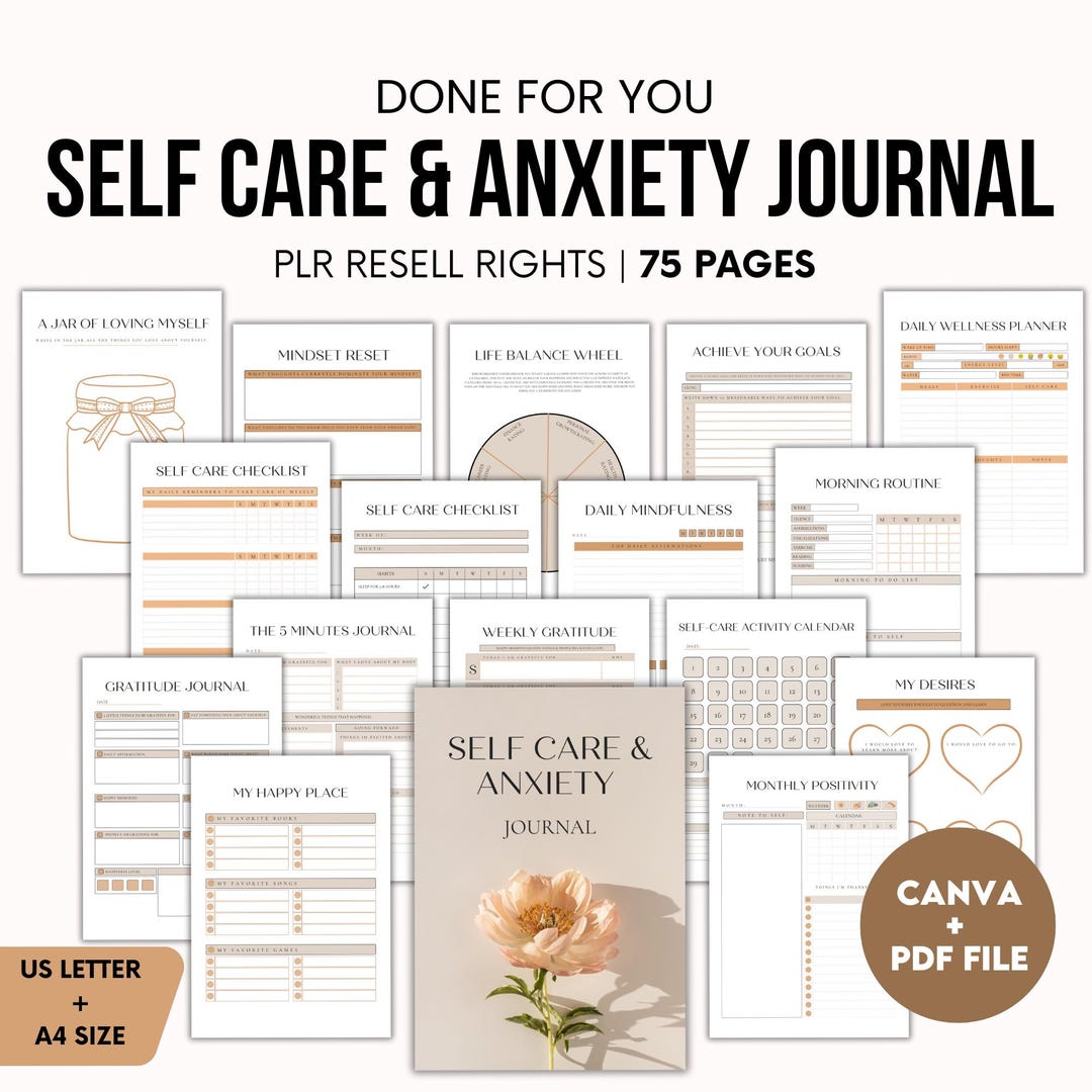 Self Care & Anxiety Journal, Therapy Workbook, Mindfulness Journal ...
