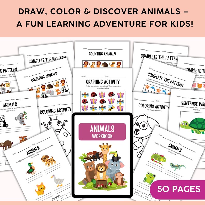 Animals Activity Workbook for Kids, Canva + PDF File, PLR Resell Rights ...