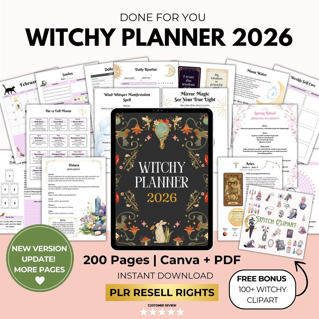 2026 Witchy Planner With PLR Resell Right, Astrology Planner, Moon ...