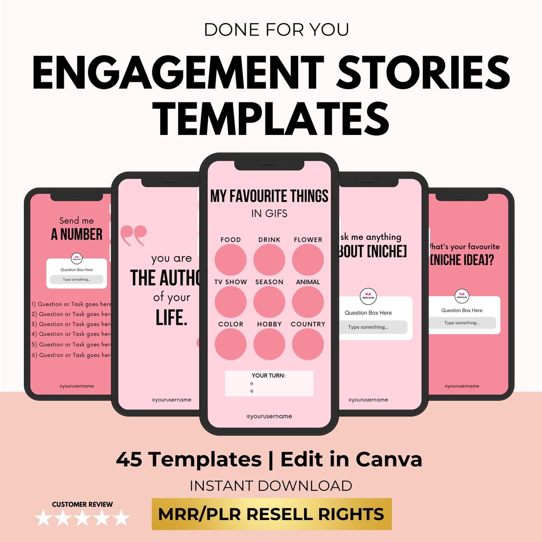 Instagram Engagement Stories Templates With PLR/MRR Resell Rights ...