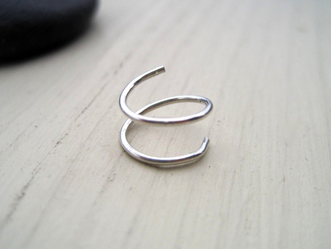 Silver Two-in-one Hoop Spiral Hoops Sterling Silver Spiral - Etsy