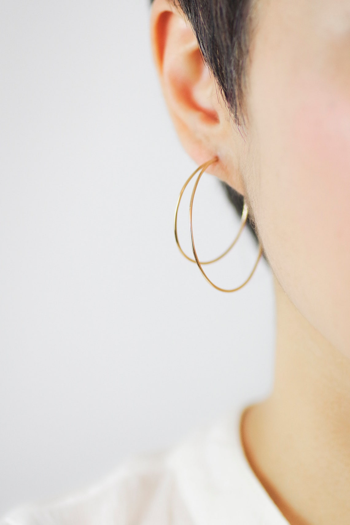 Double Loop Hoops PAIR 14k Gold Filled or Sterling Silver | Etsy