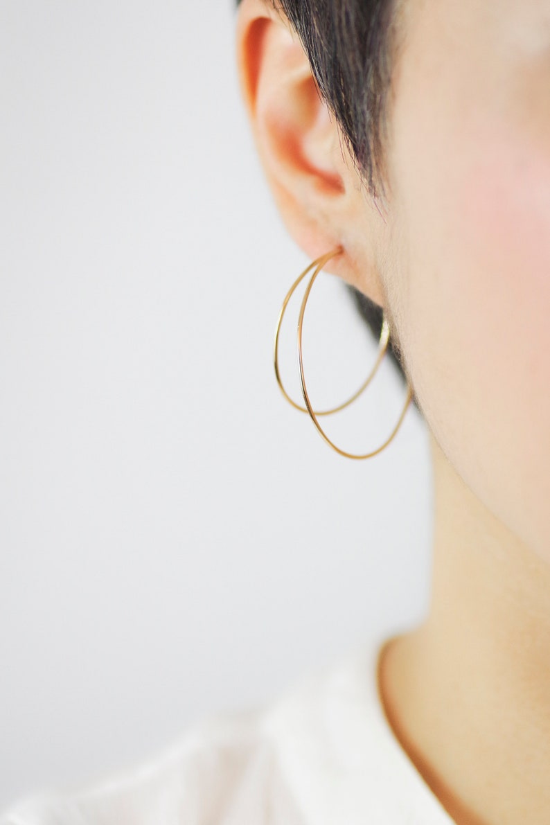 Double Loop Hoops PAIR 14k Gold Filled or Sterling Silver | Etsy