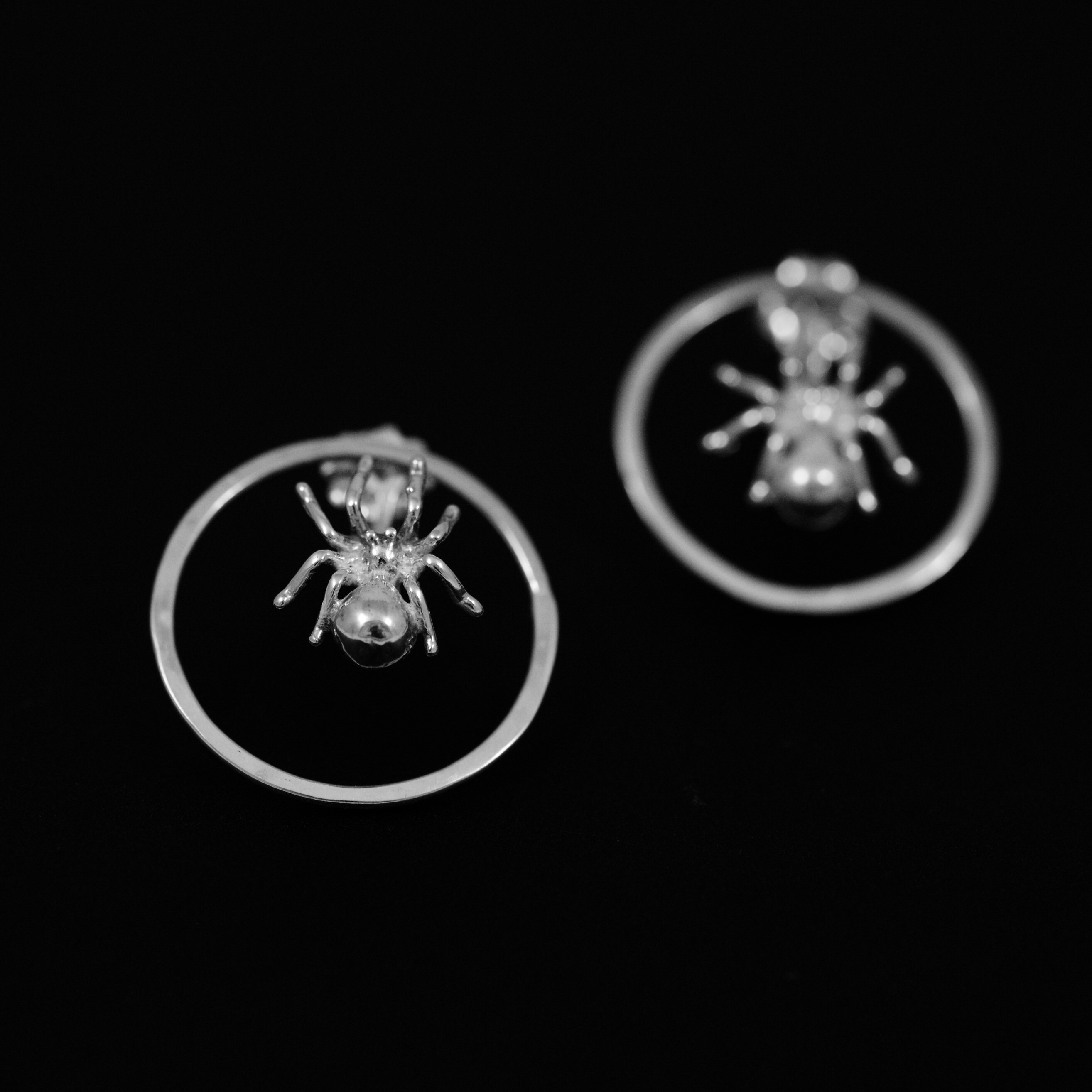 Spider Ear Jacket Earrings Silver Spider Front Back - Etsy