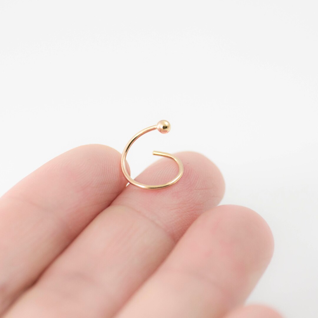 14k Gold Hoop Stud in One, 14k Gold Double Piercing, Solid Gold Stud ...