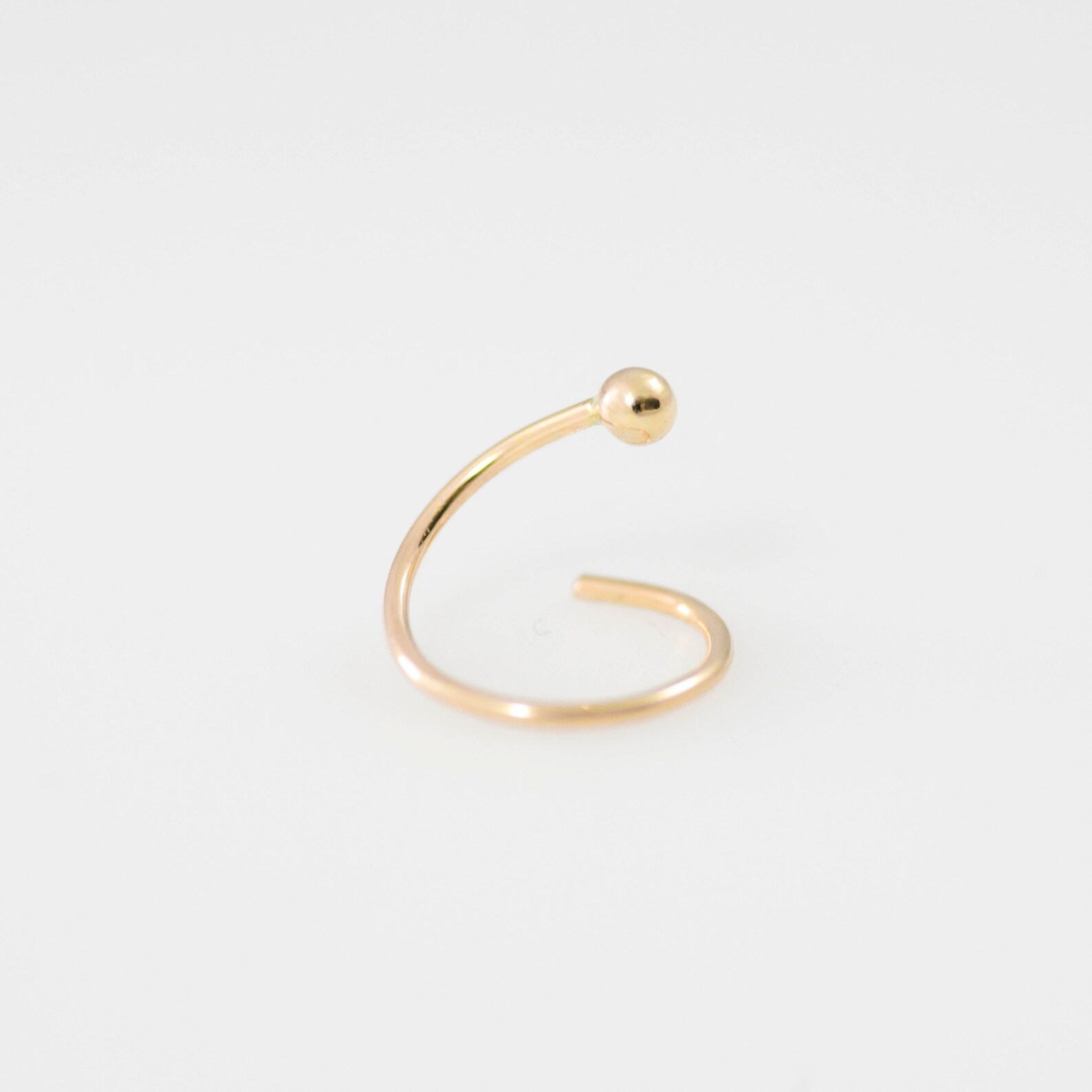 14k Gold Hoop Stud in One 14k Gold Double Piercing Solid - Etsy