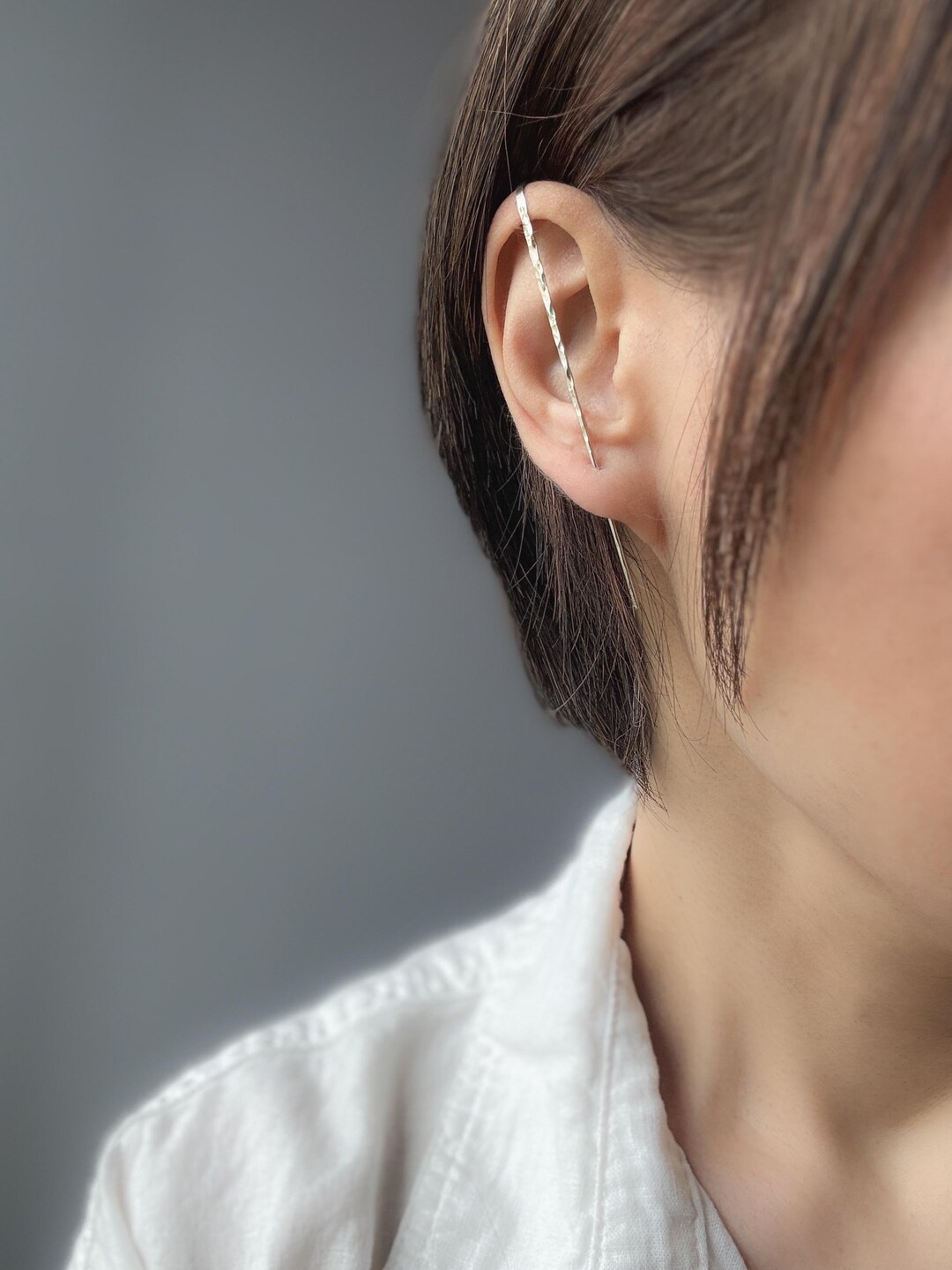 Hammered Bar Ear Pin: Minimalist Ear Climber - Etsy