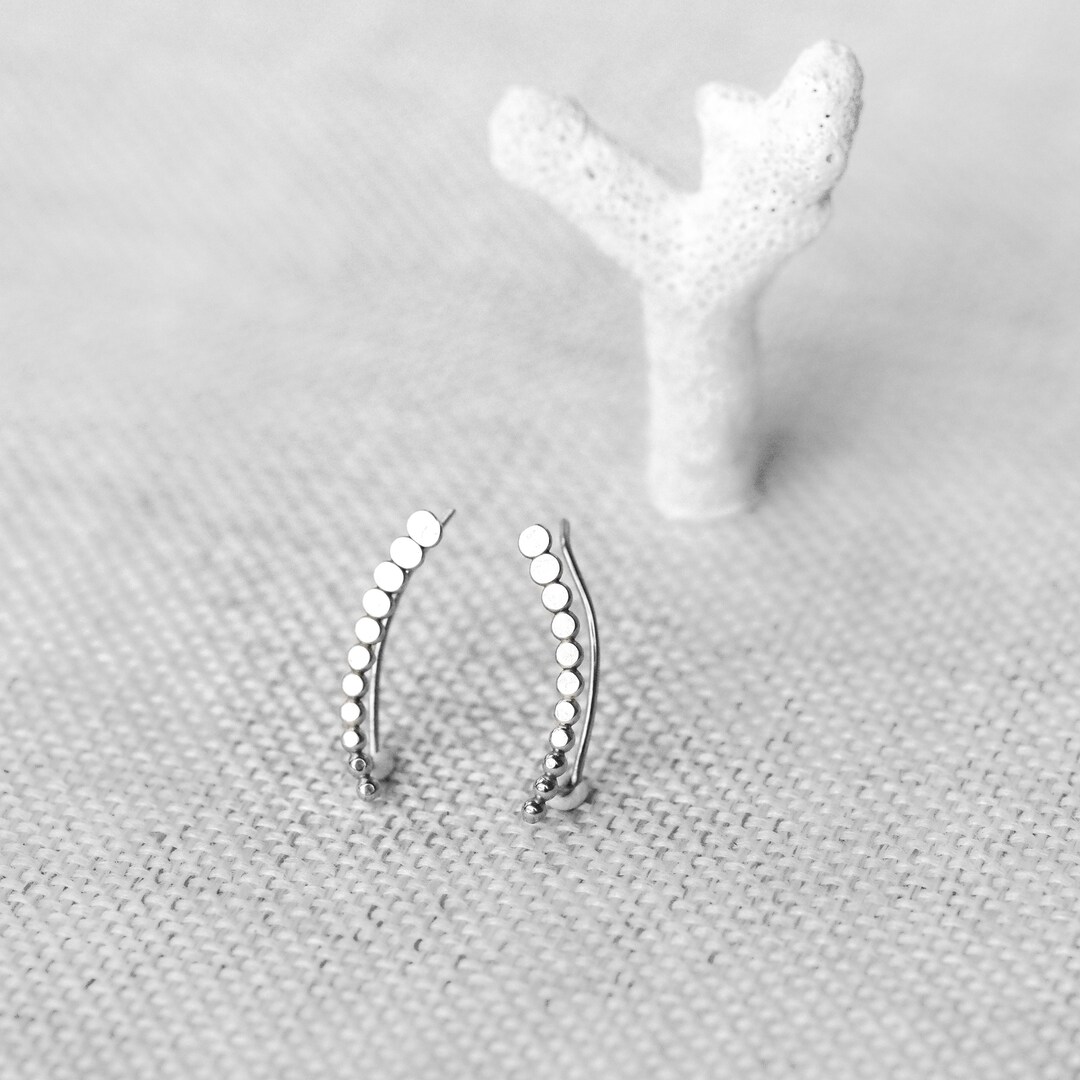 Dotted Ear Pins - PAIR - Silver Ear Climbers Silver Ear Pins ...