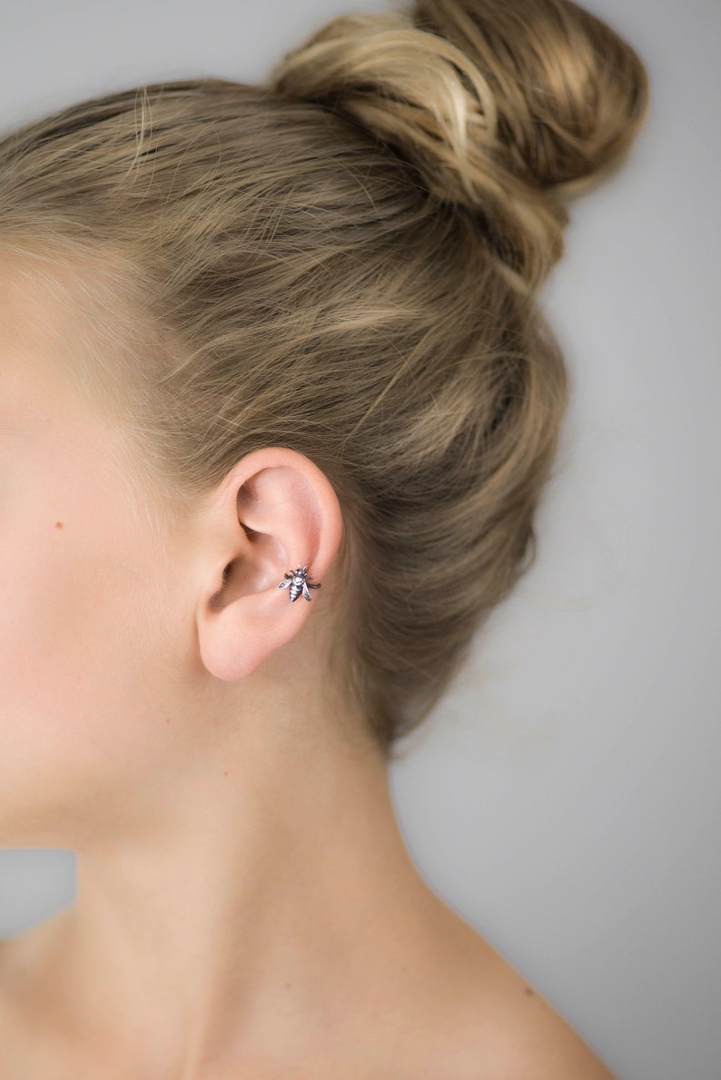 Sterling Silver Bee Ear Cuff –no Piercing Needed, Insect Jewelry ...