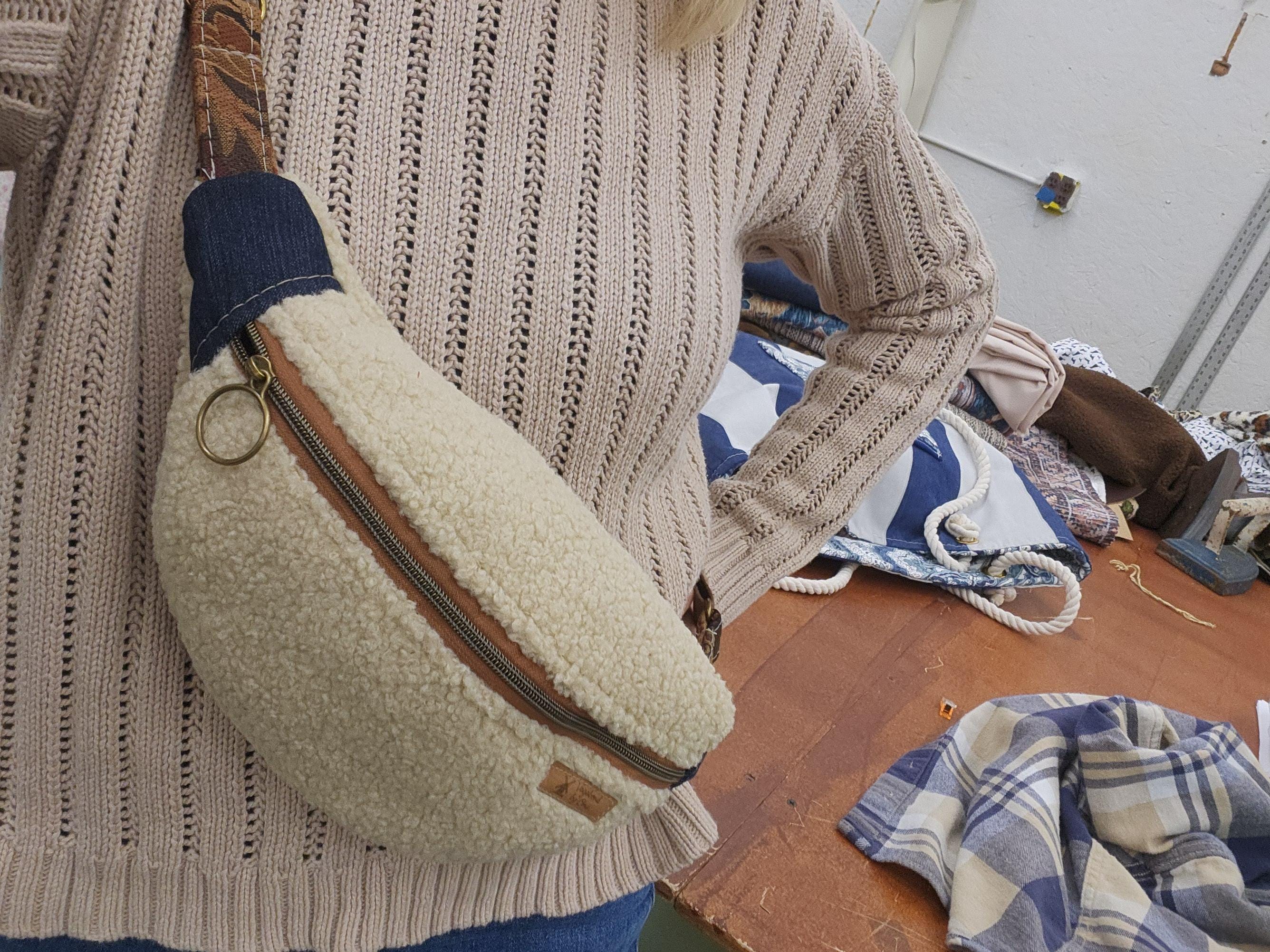 Handmade Bum Bag/crossbody - Sherpa and Demin Material. Complete With ...