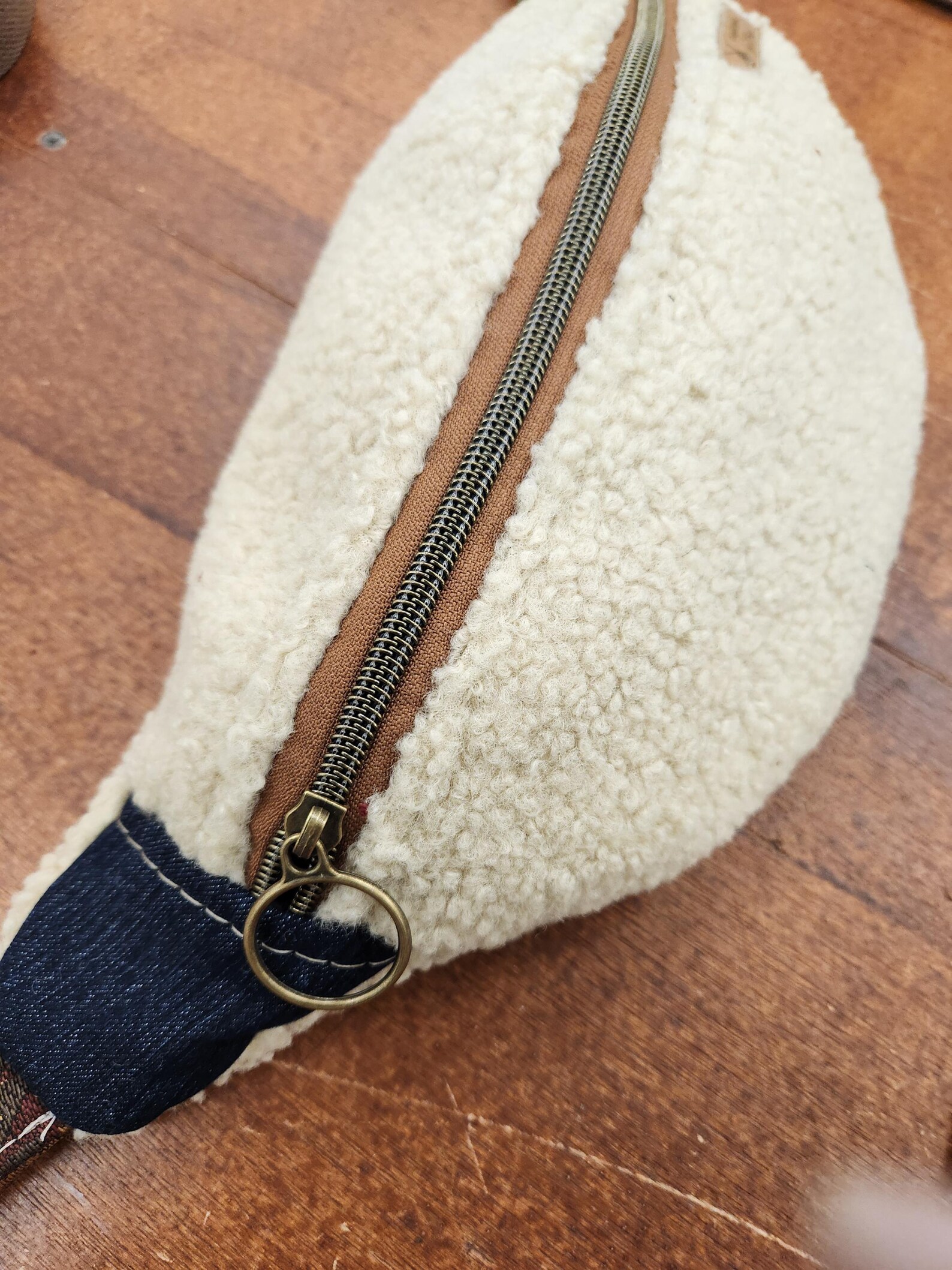 Handmade Bum Bag/crossbody - Sherpa and Demin Material. Complete With ...