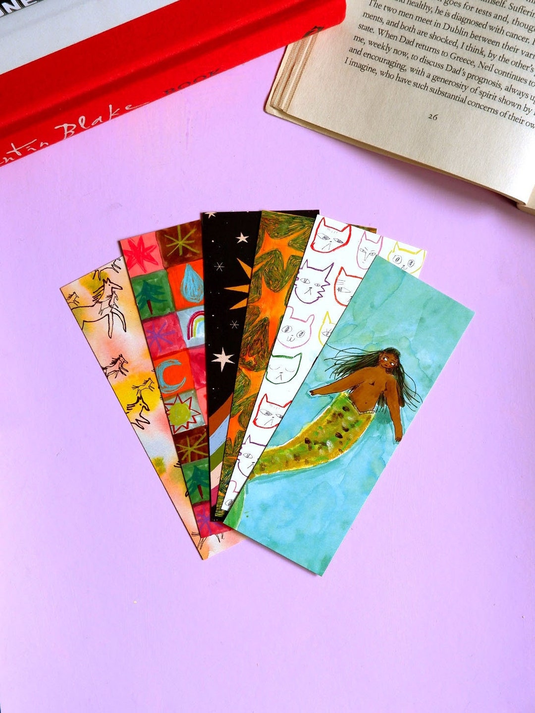 Arty Bookmark | Colourful Bookmark | Cat Bookmark | Cute Bookmark ...