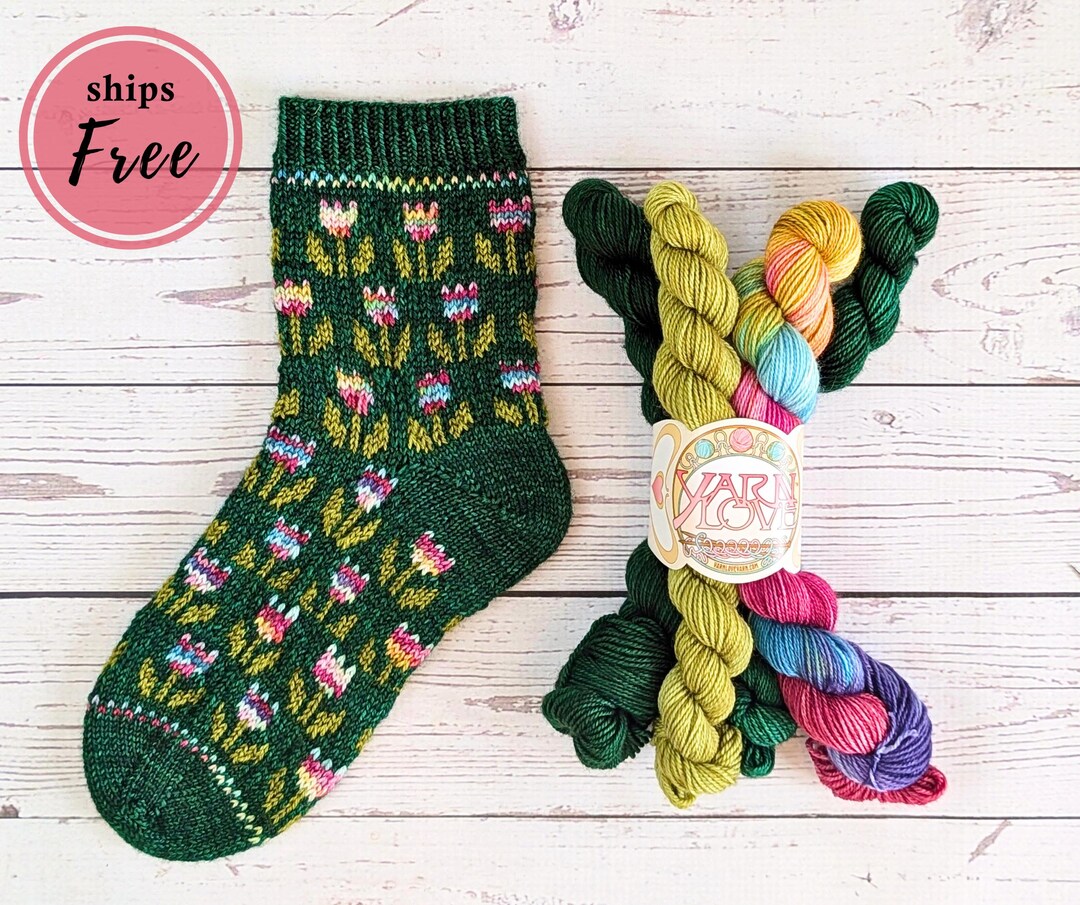 Tiptoe Through the Tulips Sock Yarn Kit | Hand-dyed Indie Skeins for ...