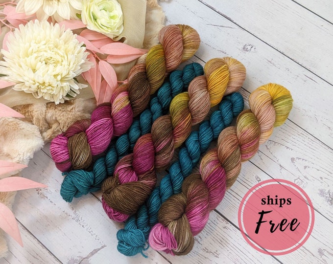Hand Dyed Alpaca Sock Yarn Set | Mini Skein Set: 4.5 Oz, 542 Yards ...