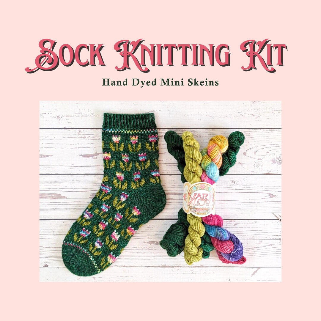 Tulip Flower Sock Yarn Kit for Knitting| Merino Hand Dyed Mini Skein ...