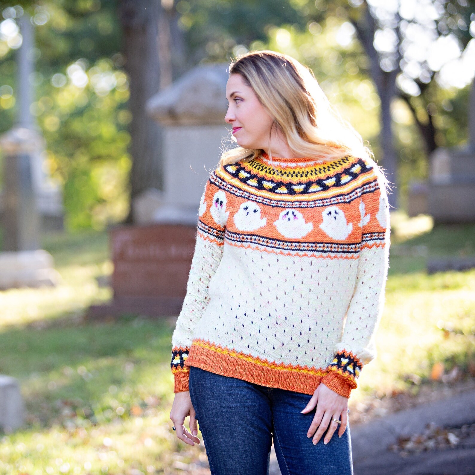 Halloween Sweater Knitting Pattern |PDF Download| Colorwork Ghosts ...