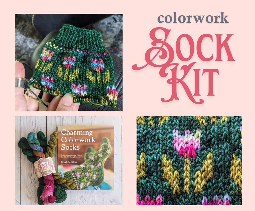 Tulip Flower Sock Yarn Kit for Knitting Socks BFL Wool, Hand Dyed Yarn ...
