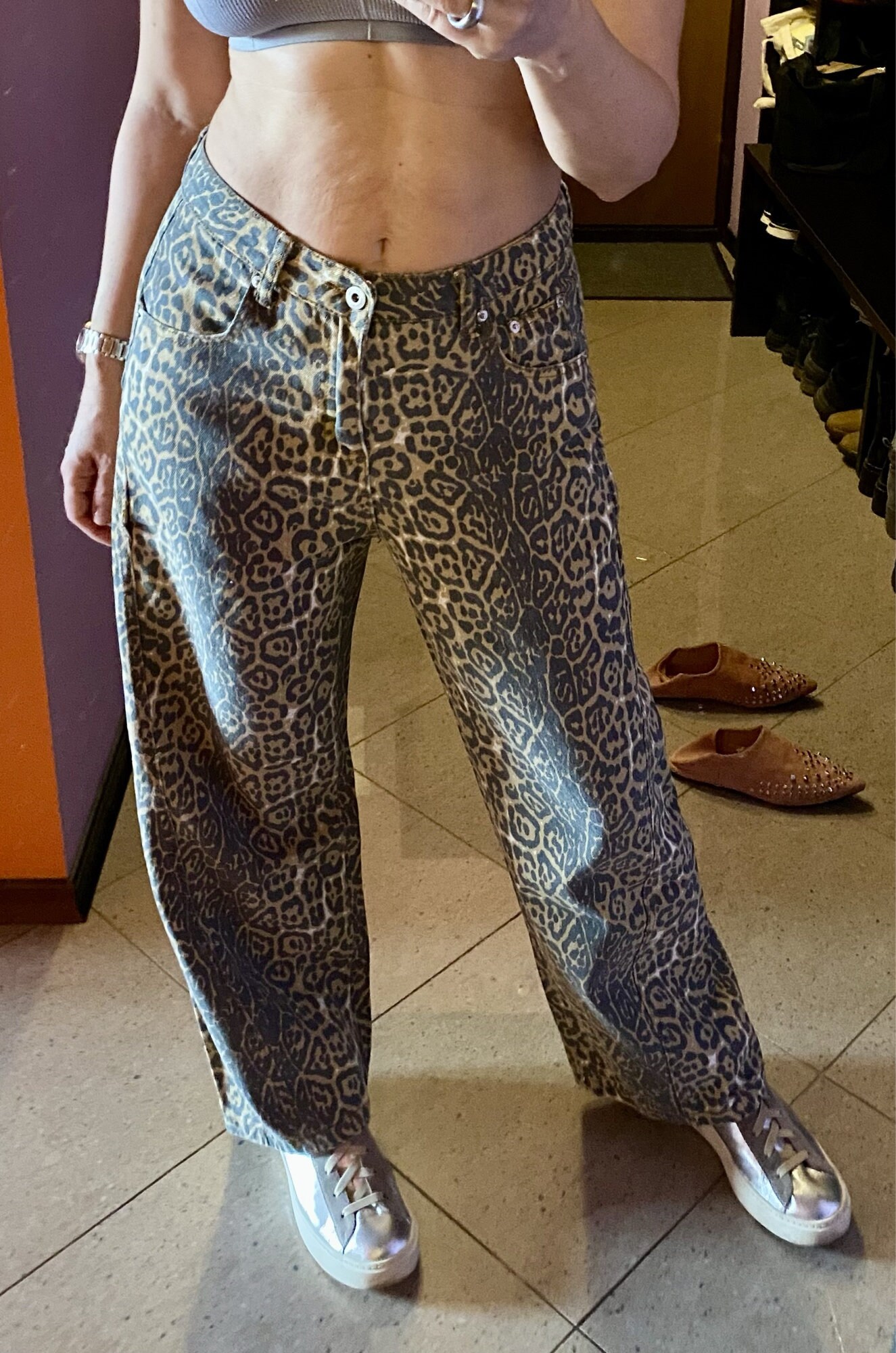 Vintage Leopard Print Jeans Women, Tan Leopard Jeans Women Denim Pants ...