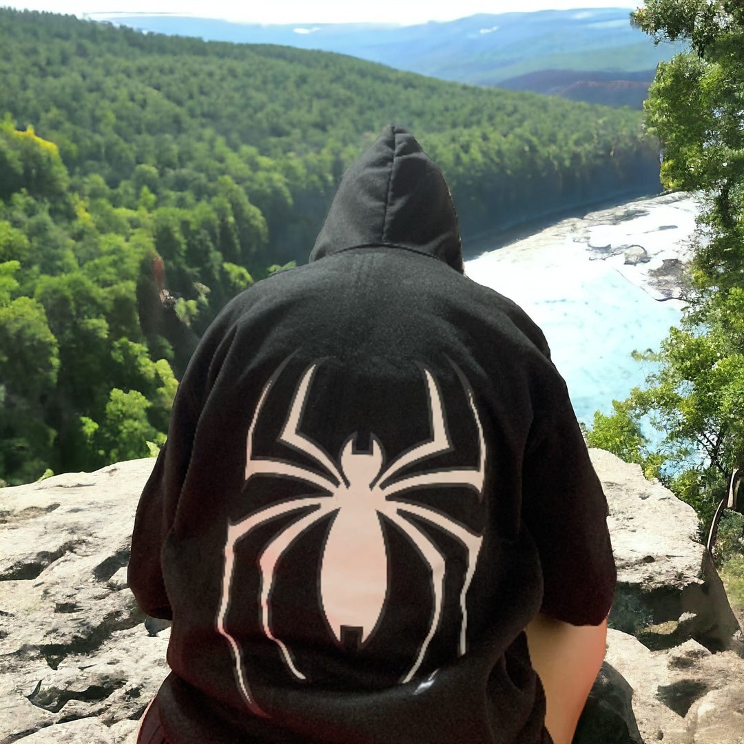 Spider Zip up Hoodie, Harajuku Clothing, Vintage Clothing, Y2K Zip up Hoodie, Grunge Clothing ...