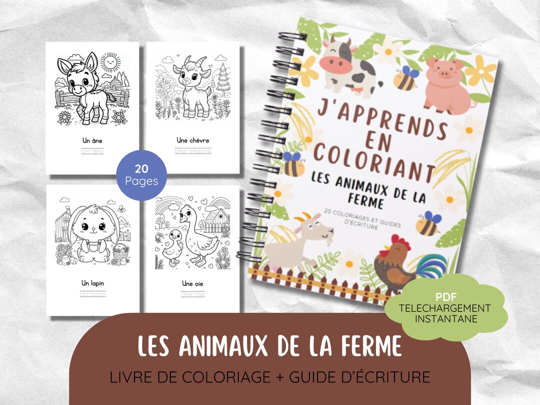 Children's Coloring Page PDF to Download Farm Animals 20 Pages Easy to ...