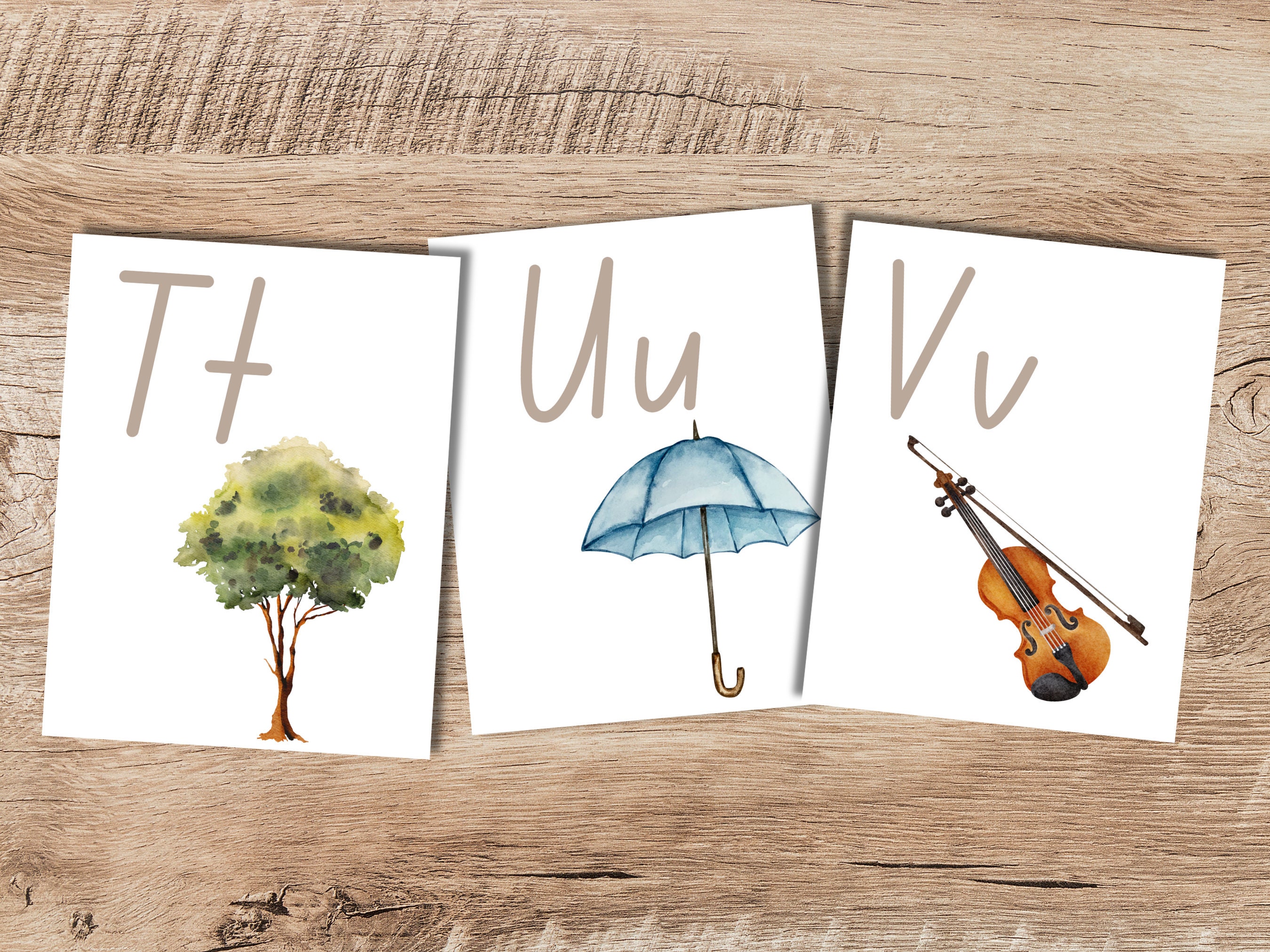 Alphabet Flashcards Watercolor Flashcards Preschool Kindergarten ...