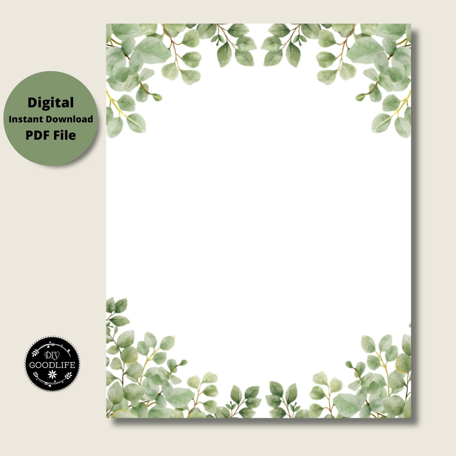 Eucalyptus Greenery Stationery Set Vol 1 Lined Letter Writing Paper ...