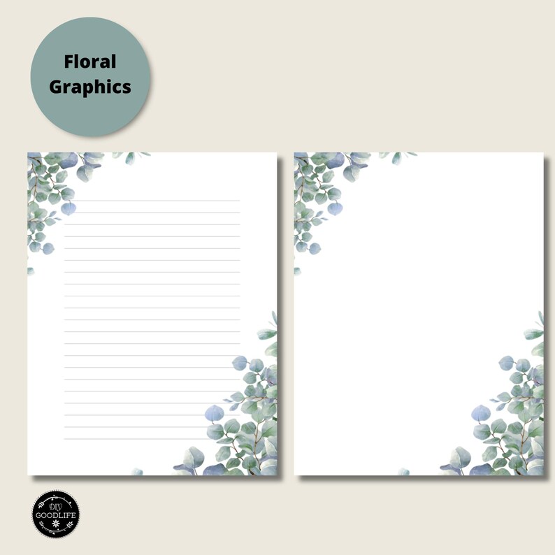 Eucalyptus Greenery Stationery Set Vol 2 Lined Letter Writing Paper ...
