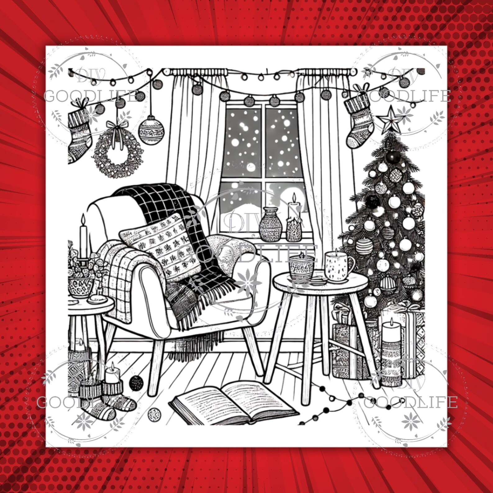Hygge Christmas Coloring Pages Vol. 1 Easy Cozy Home Printable Instant ...