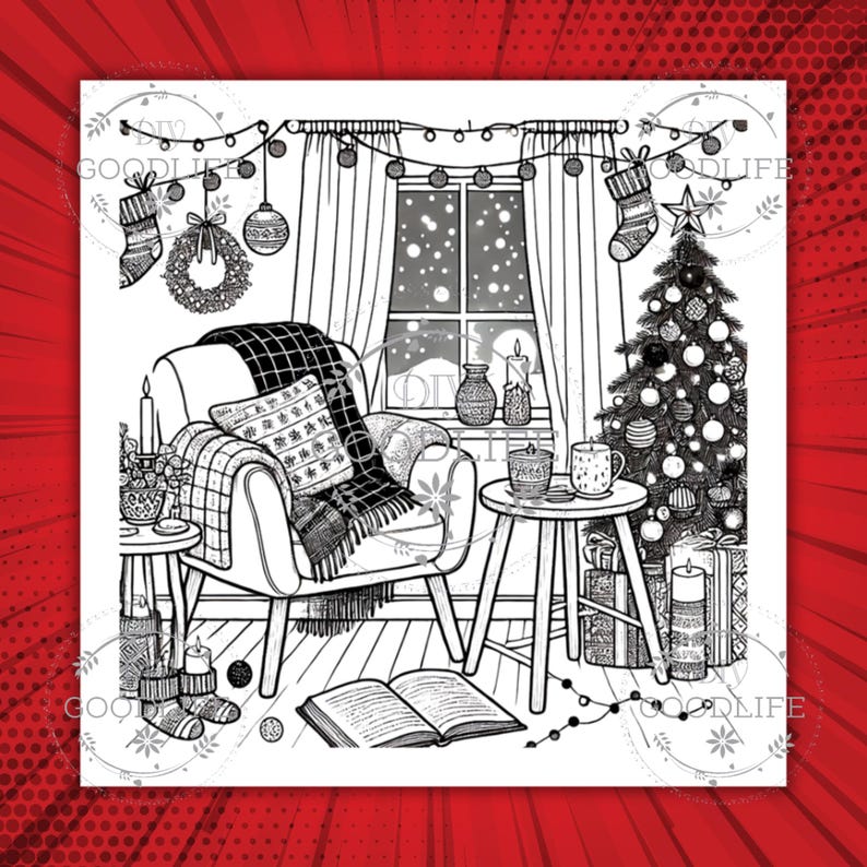 Hygge Christmas Coloring Pages Vol. 1 Easy Cozy Home Printable Instant ...