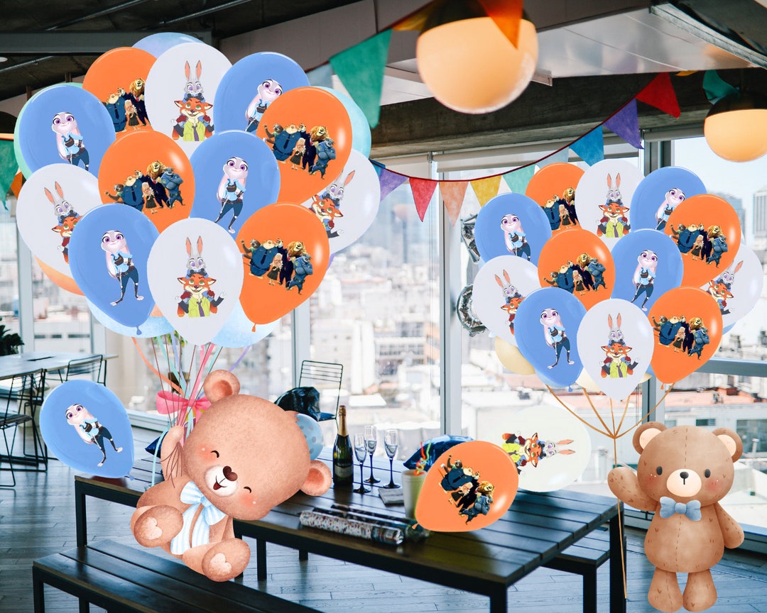 Zootopia Latex Foil Balloon Cake Topper Cupcake Happy Birthday Favor ...