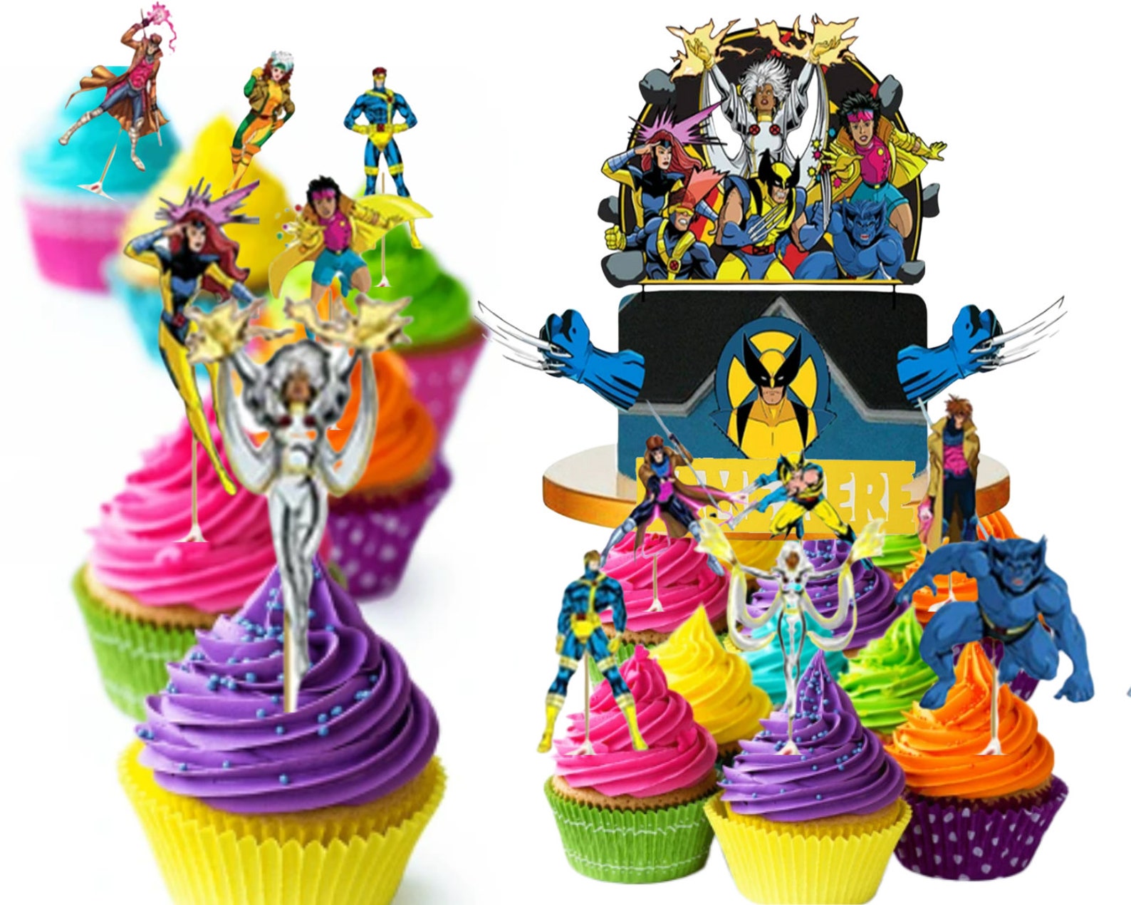 XMEN 97 Free Personalized Custom Cake Topper Cupcake Happy Birthday ...