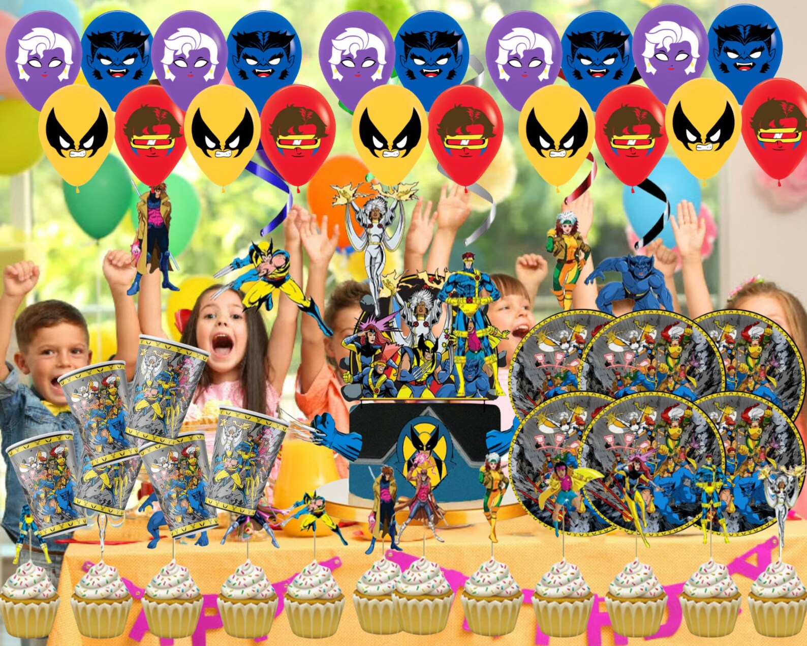 XMEN 97 Free Personalized Custom Cake Topper Cupcake Happy Birthday ...