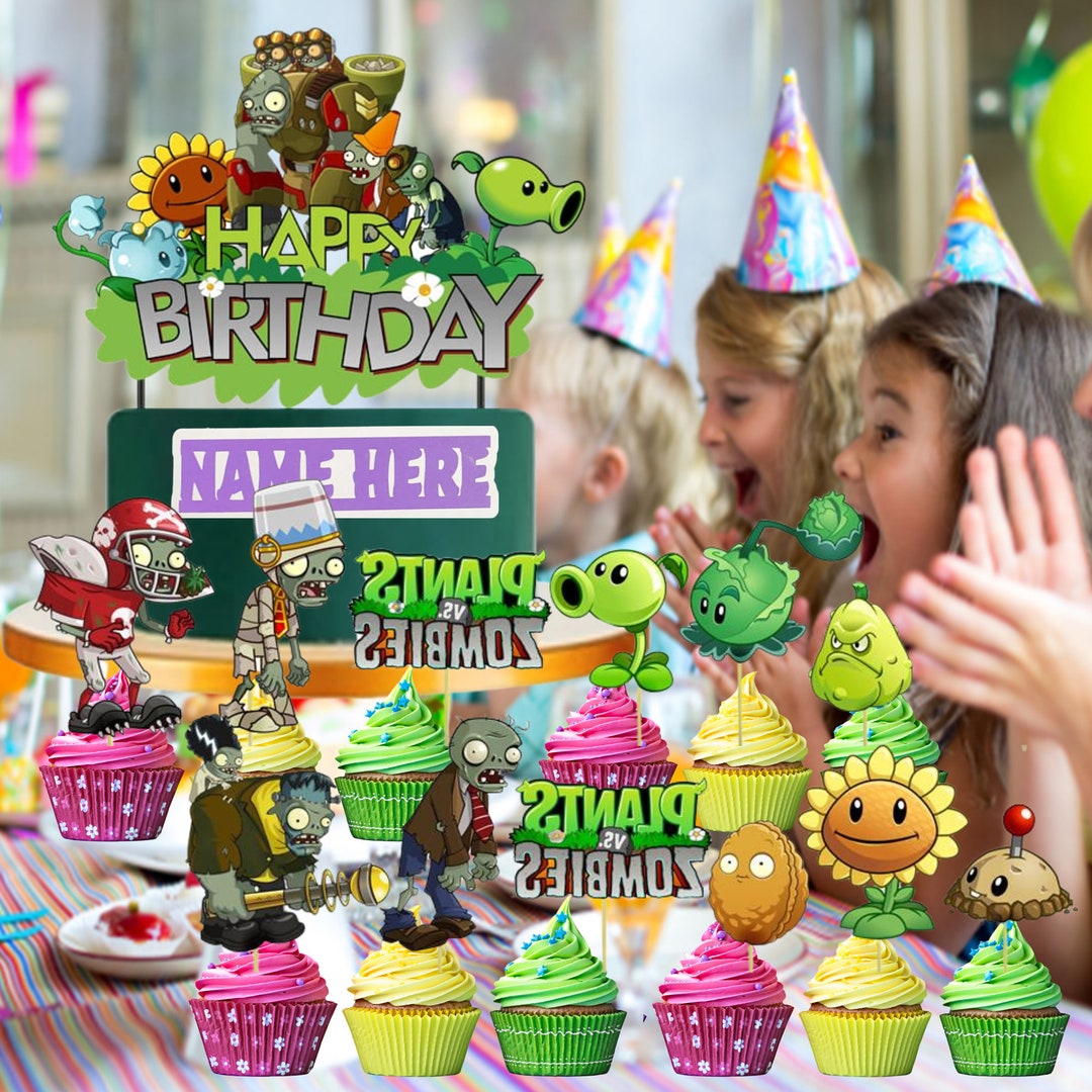 PVZ Zombies Cake Topper Cupcake Happy Birthday Favor Decoration ...