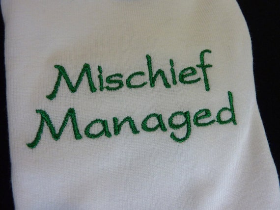Items similar to Mischief Managed - Embroidered Onesie on Etsy
