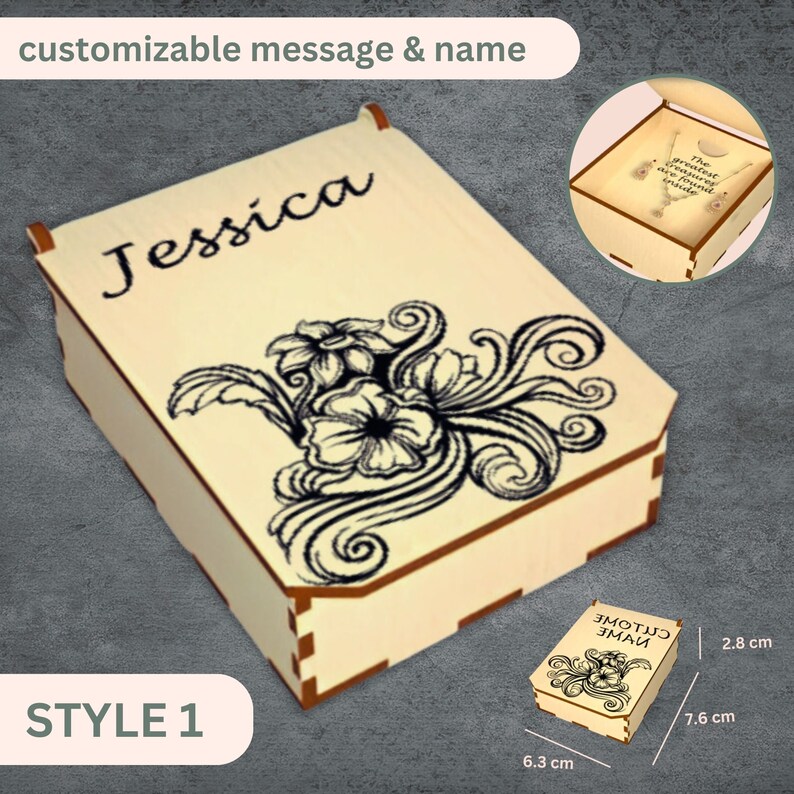 5 Engraved Jewelry Box Svgs, Dxf, PDF, Eps,personalized Laser Cut Files ...