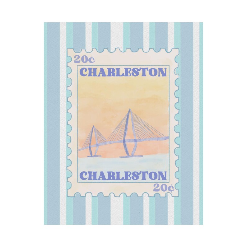 Blue Charleston Watercolor Print – Arthur Ravenel Jr. Bridge Poster ...