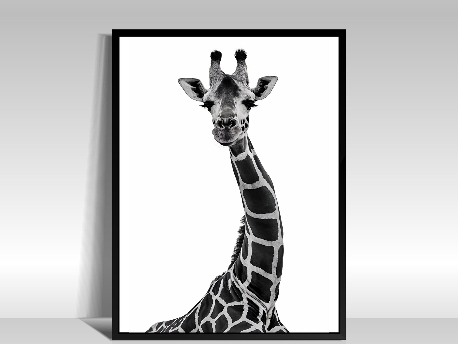Elegant Giraffe Poster, Giraffe Print, Giraffe Monochrome Wall Art ...