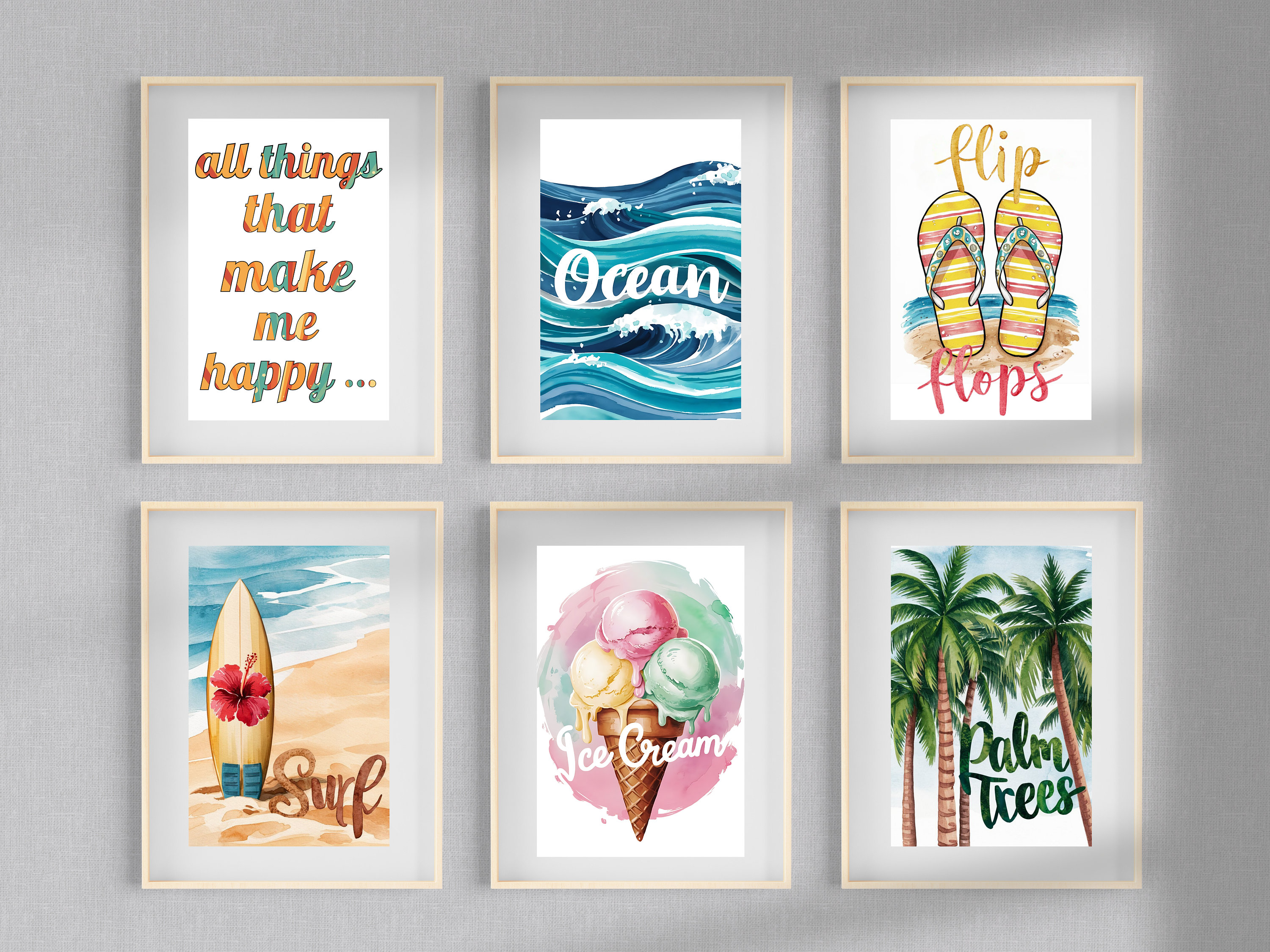 Ocean Print, Summer Ocean Poster, Modern Ocean Wall Art, Watercolor ...