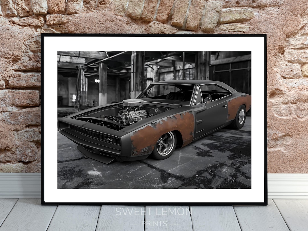 Rat Rod Charger Art, 1969 Dodge Wall Print, Classic Muscle Art, Vintage ...