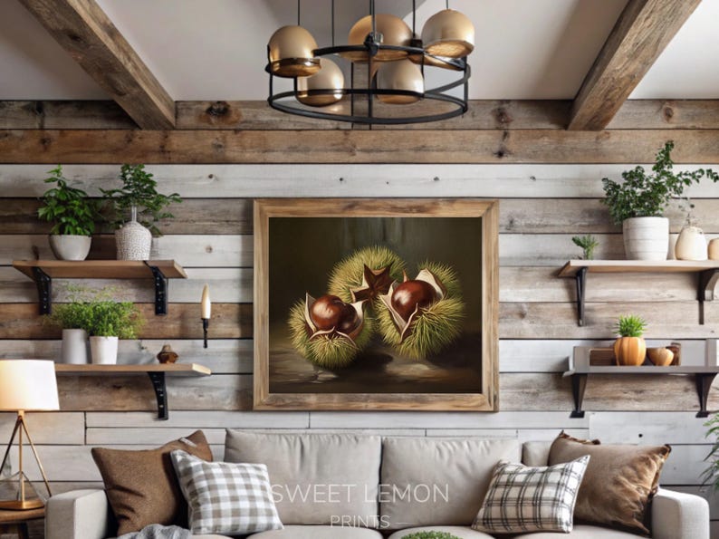 Vintage Chestnut Wall Art, Fall Prints, Rustic Thanksgiving Decor ...