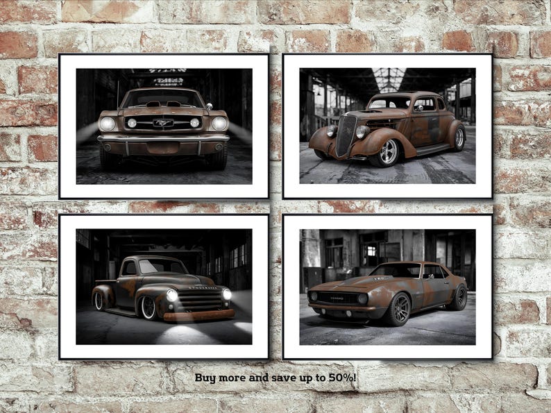 Rat Rod Mustang Print, 1965 Ford Wall Art, Vintage Mustang Poster ...