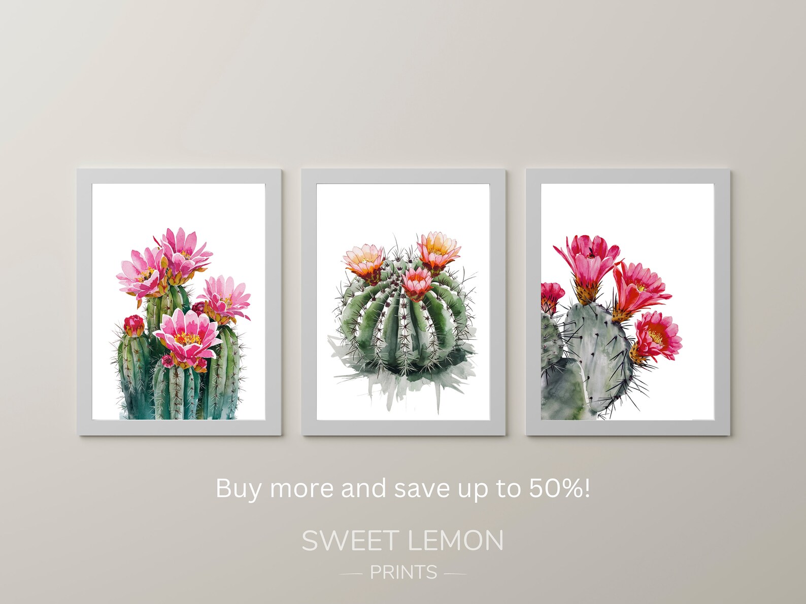 Cactus Art Print, Blooming Cactus Print, Barrel Cactus Print, Desert ...