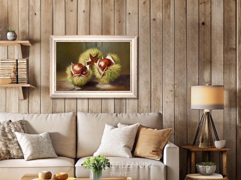 Vintage Chestnut Wall Art, Fall Prints, Rustic Thanksgiving Decor ...