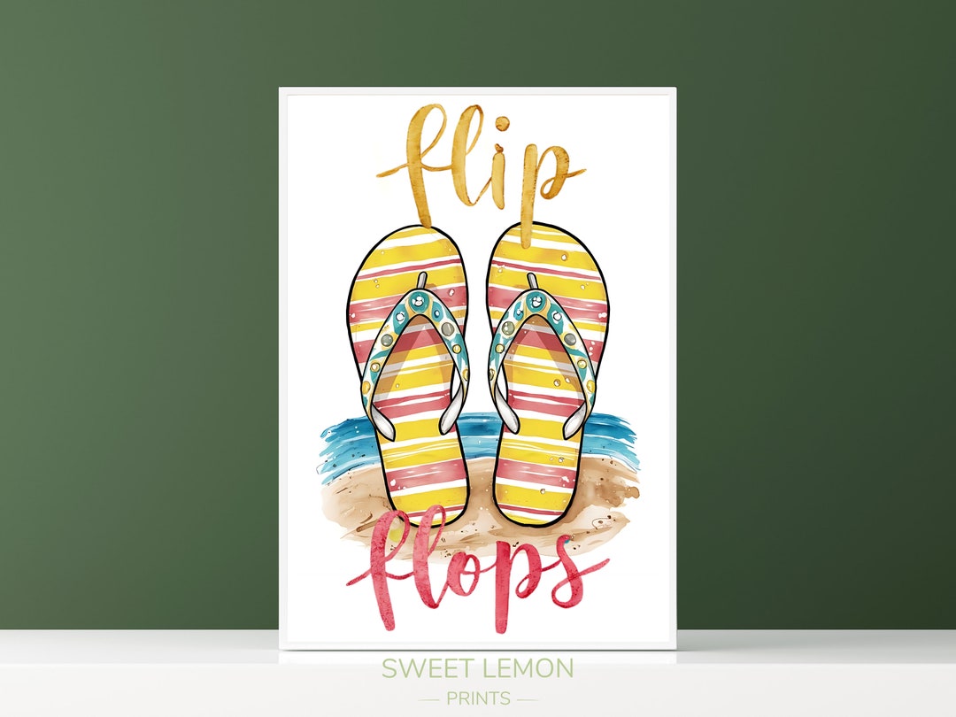 Flip Flop Print, Summer Flip Flop Poster, Watercolor Flip Flop Poster ...