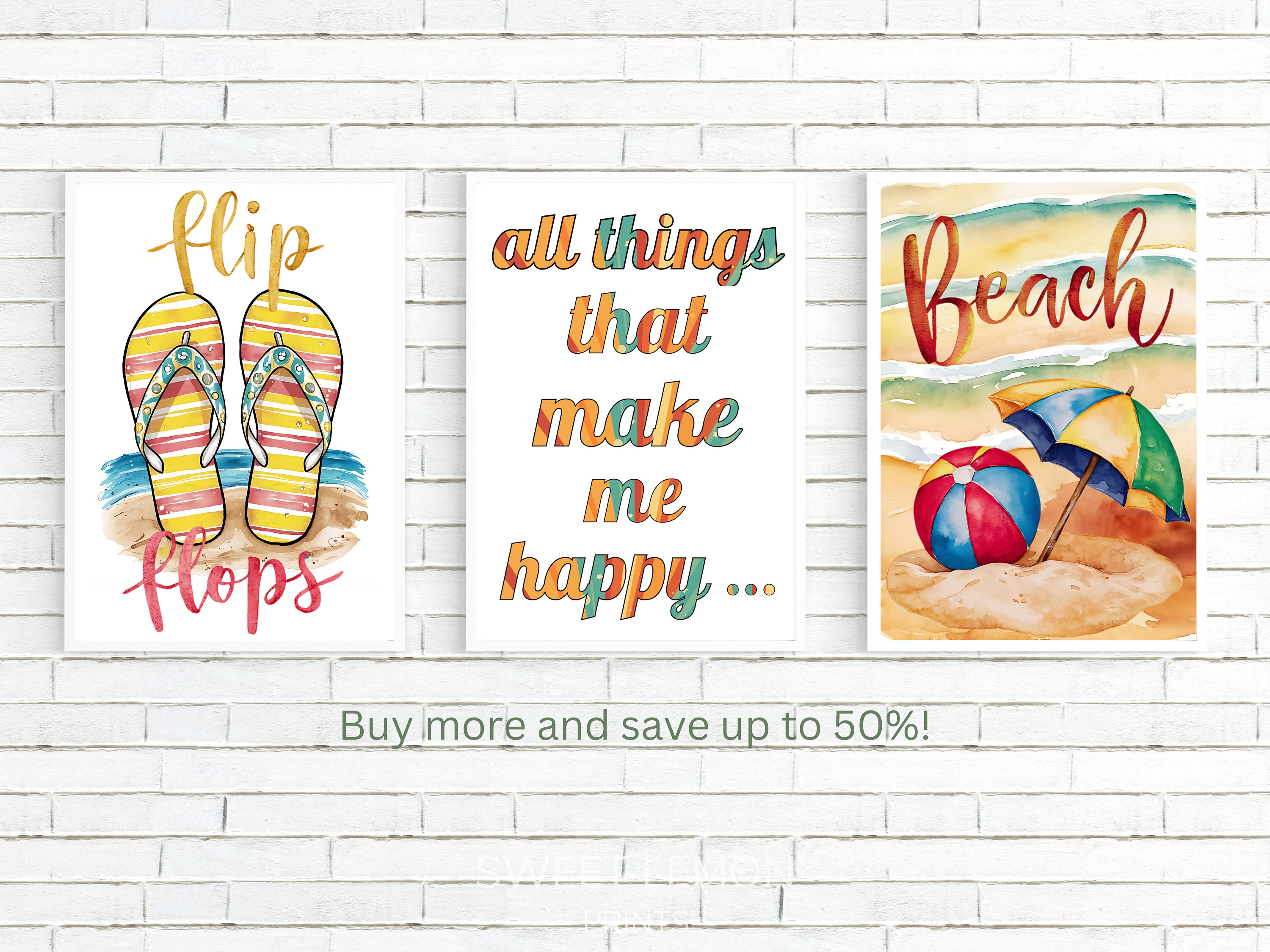 Flip Flop Print, Summer Flip Flop Poster, Watercolor Flip Flop Poster ...