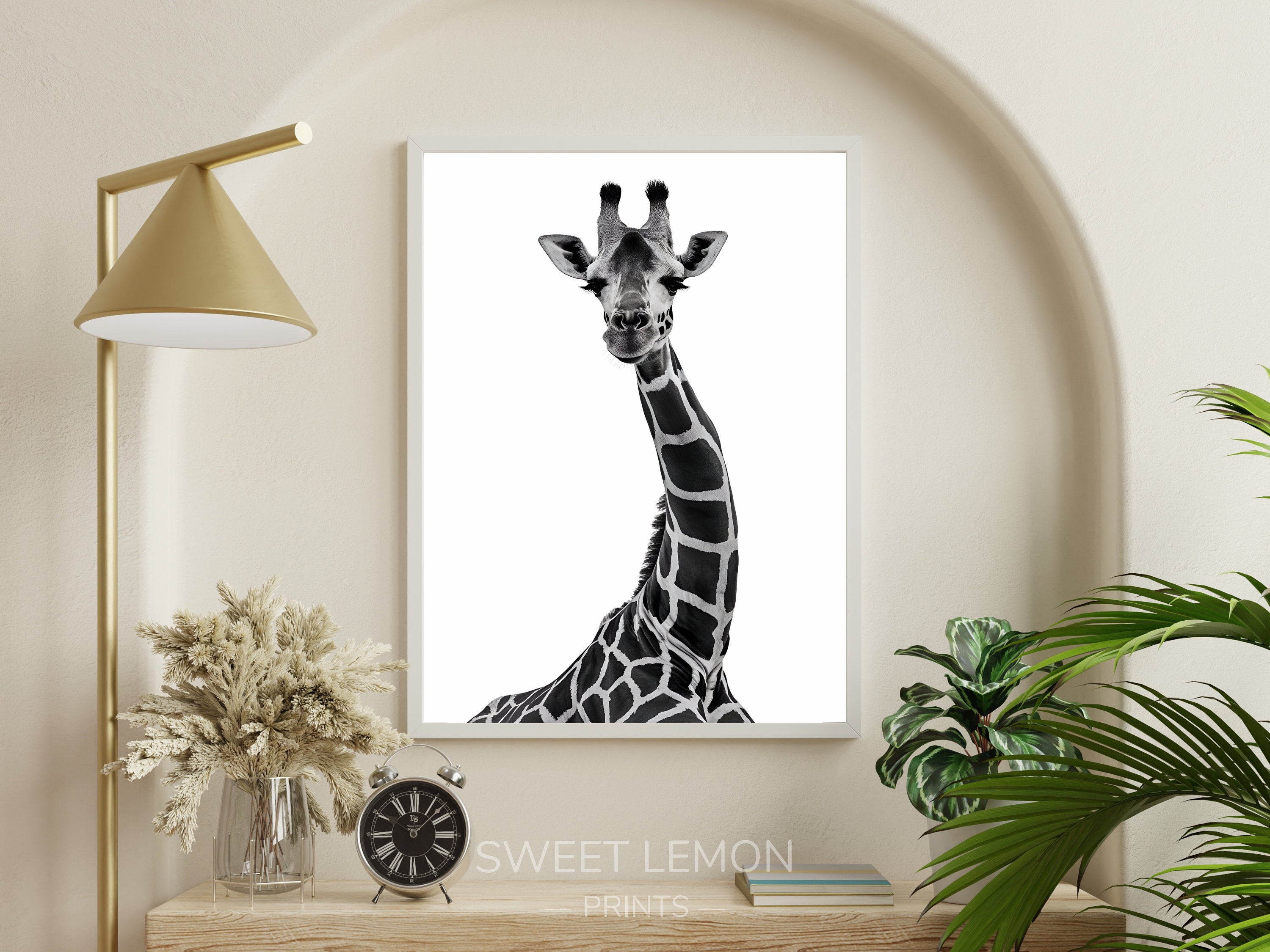 Elegant Giraffe Poster, Giraffe Print, Giraffe Monochrome Wall Art ...