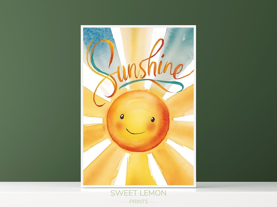 Sunshine Print, Summer Sunshine Poster, Watercolor Sunshine Poster ...